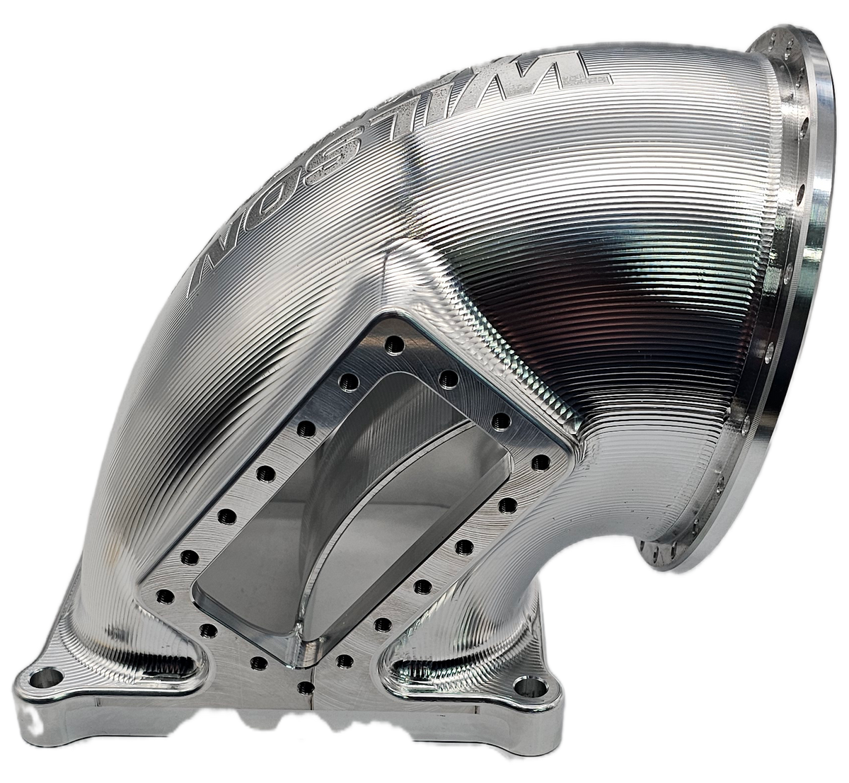 123mm Billet elbow 4500 flange with 2 built in burst panels and divide ...