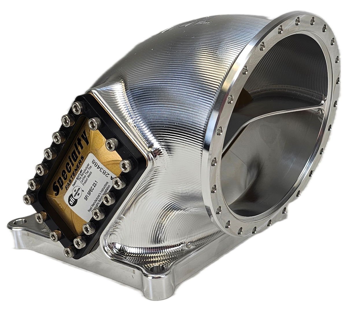 123mm Billet elbow 4500 flange with 2 built in burst panels and divide ...